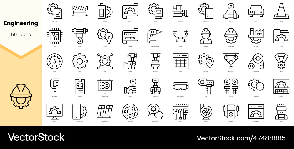 Engineering Icon Set - Line Art Royalty Free Vector Image