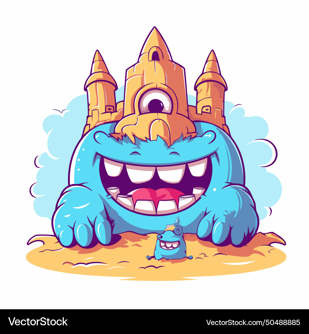 Funny cartoon monster isolated on white Royalty Free Vector