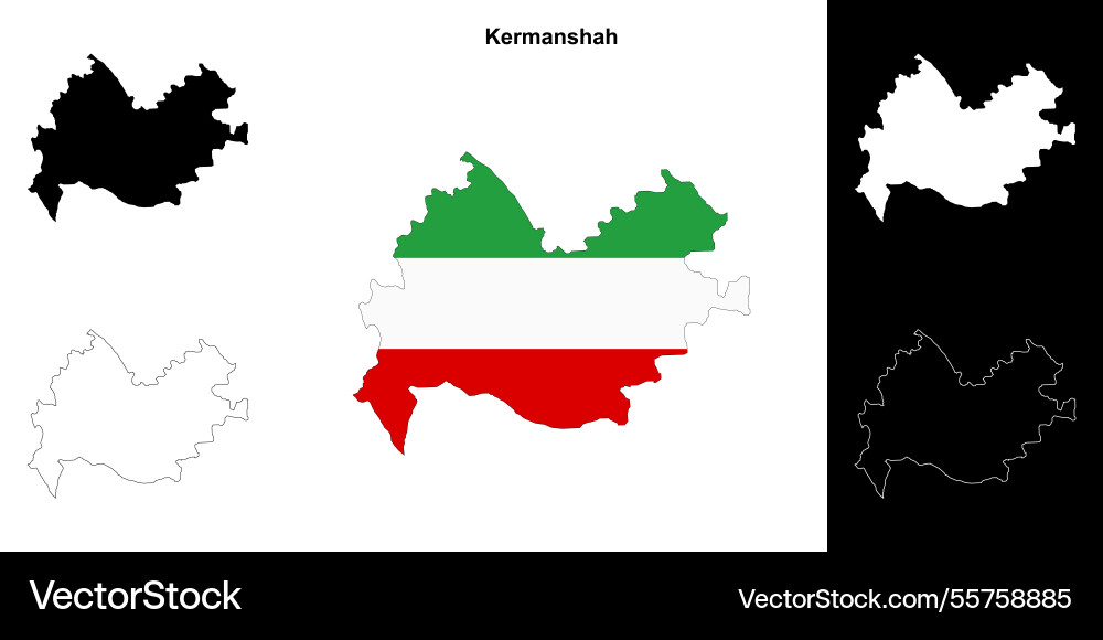 Kermanshah outline map Royalty Free Vector Image