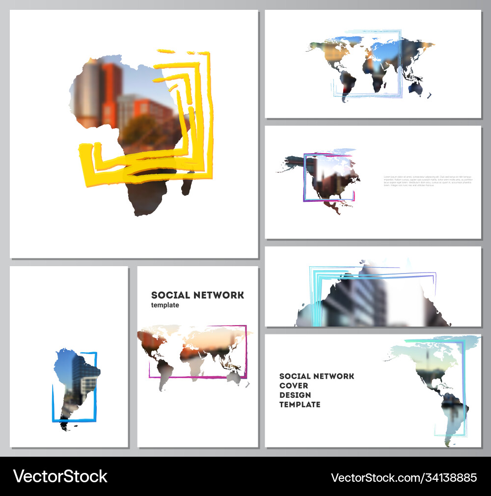 Layouts social network mockups for cover Vector Image