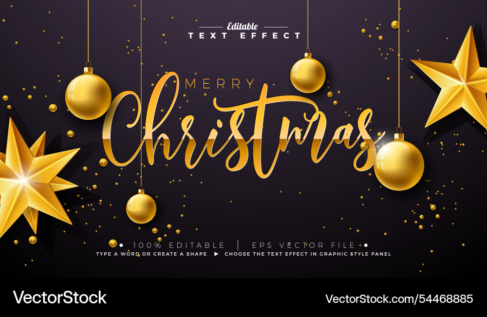 Merry christmas text effect design editable Vector Image