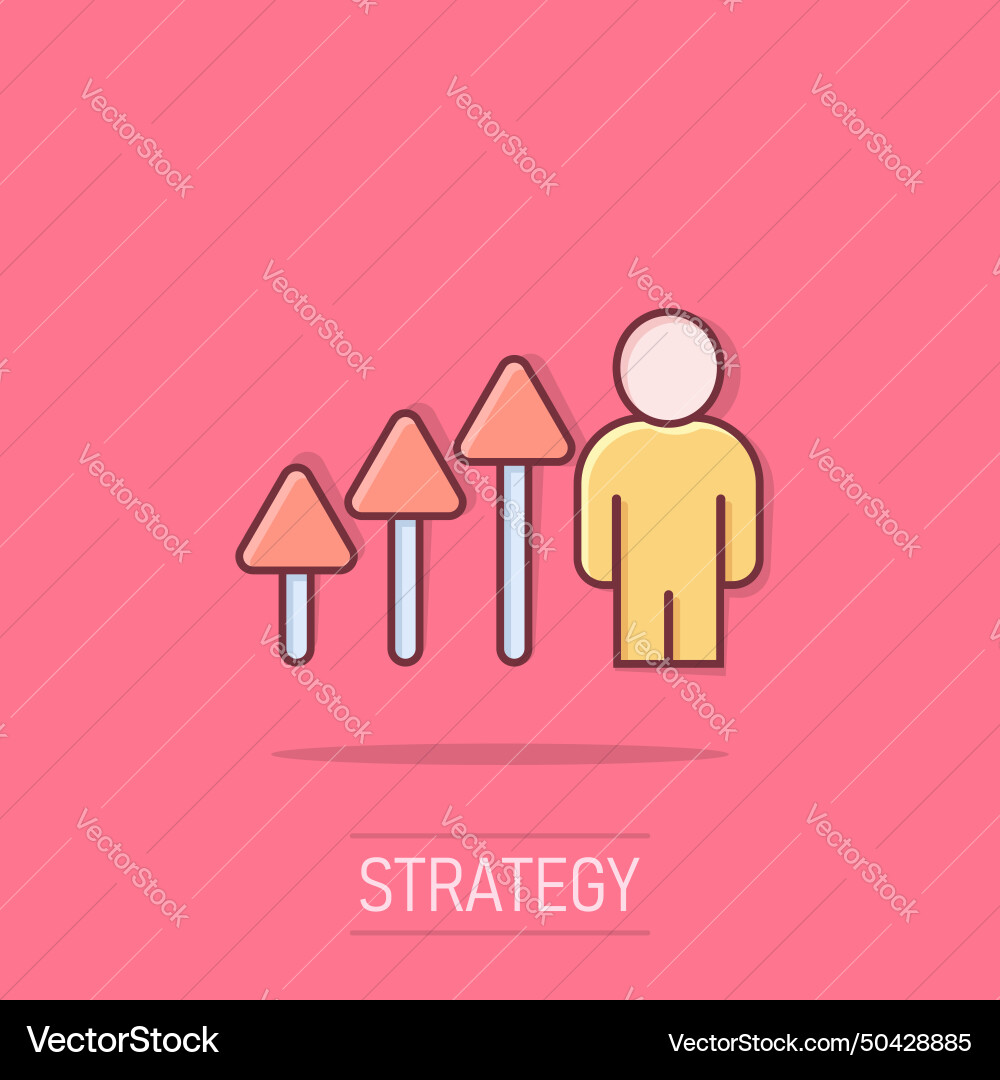 People with growth arrow icon in comic style work Vector Image