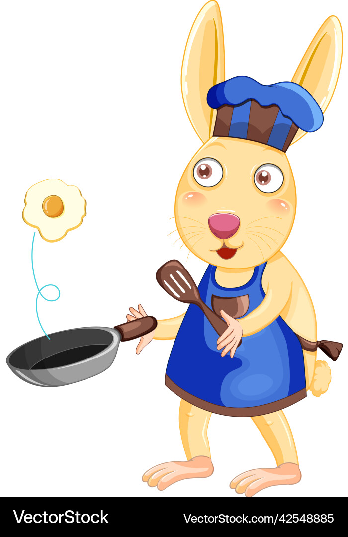 Rabbit cartoon character cooking breakfast Vector Image