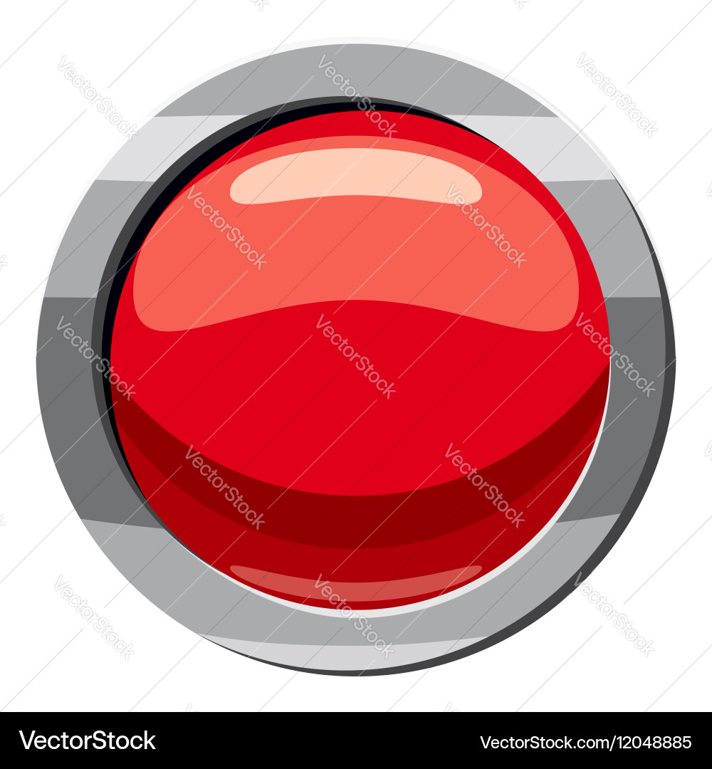 Red button icon cartoon style Royalty Free Vector Image