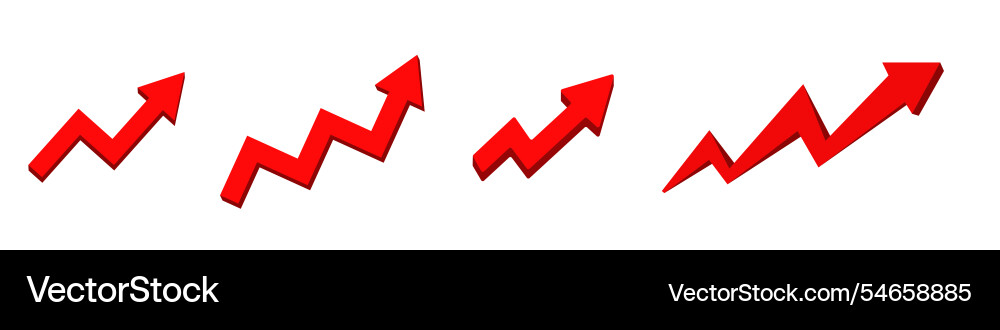 Red upward arrows showing increasing growth trend Vector Image