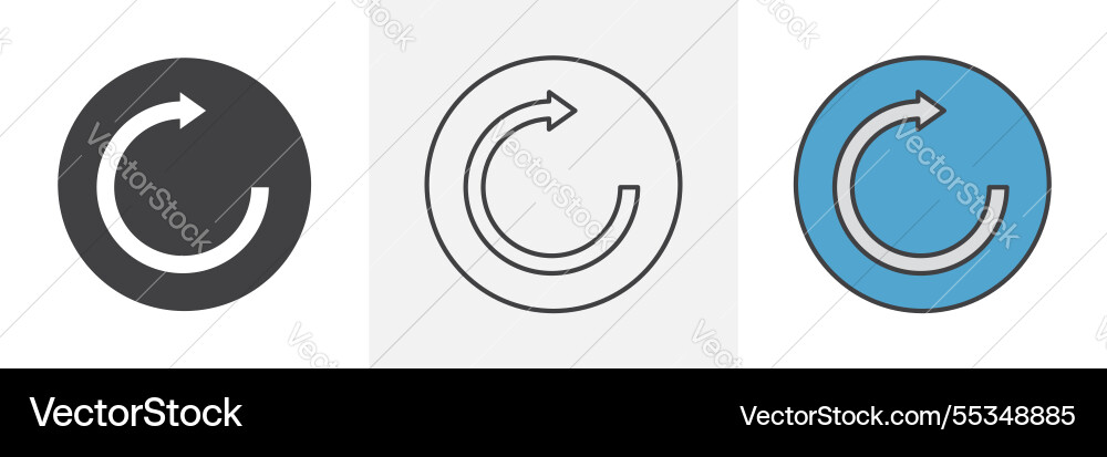 Rotate right icons pack for website designs Vector Image