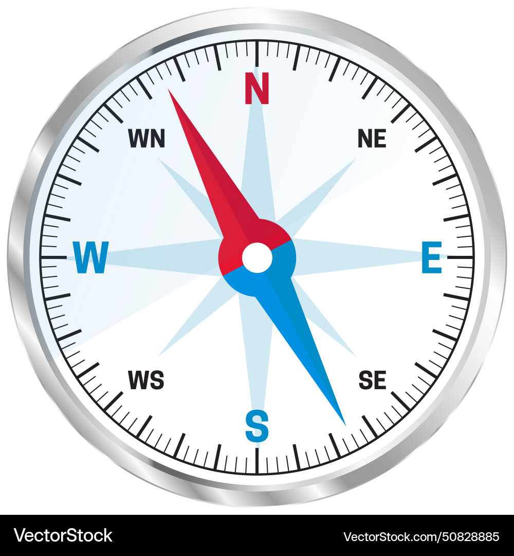 Silver compass isolated on white background Vector Image