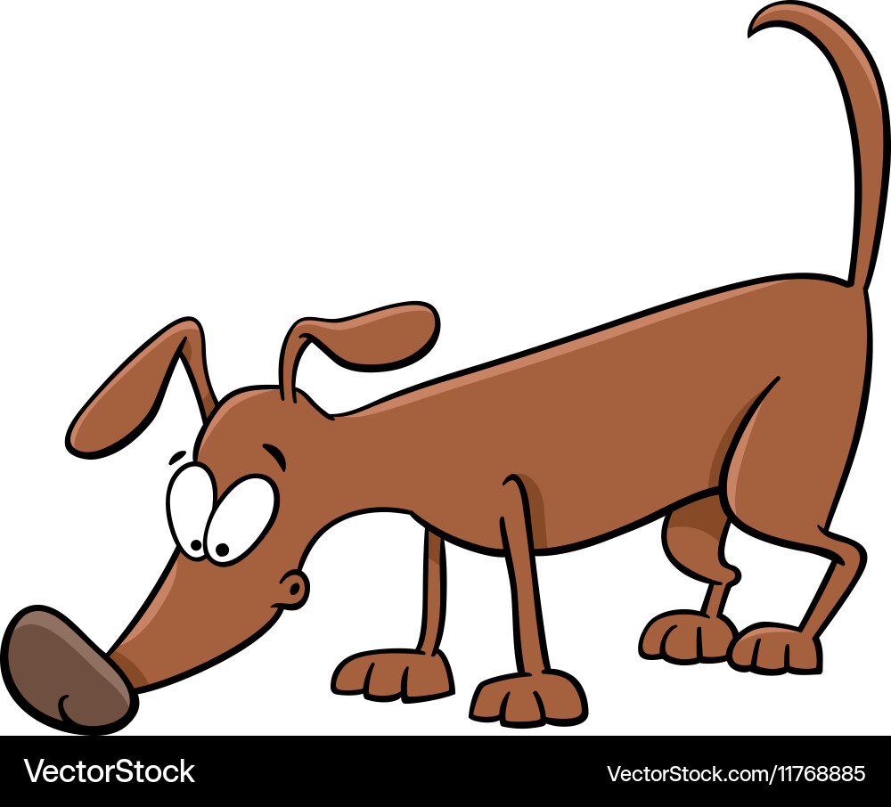 Sniffing dog cartoon Royalty Free Vector Image