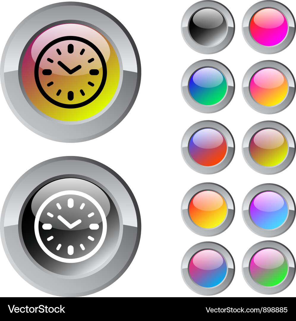 Time multicolor round button Royalty Free Vector Image