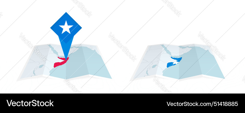 Two versions of an somalia folded map one with a Vector Image