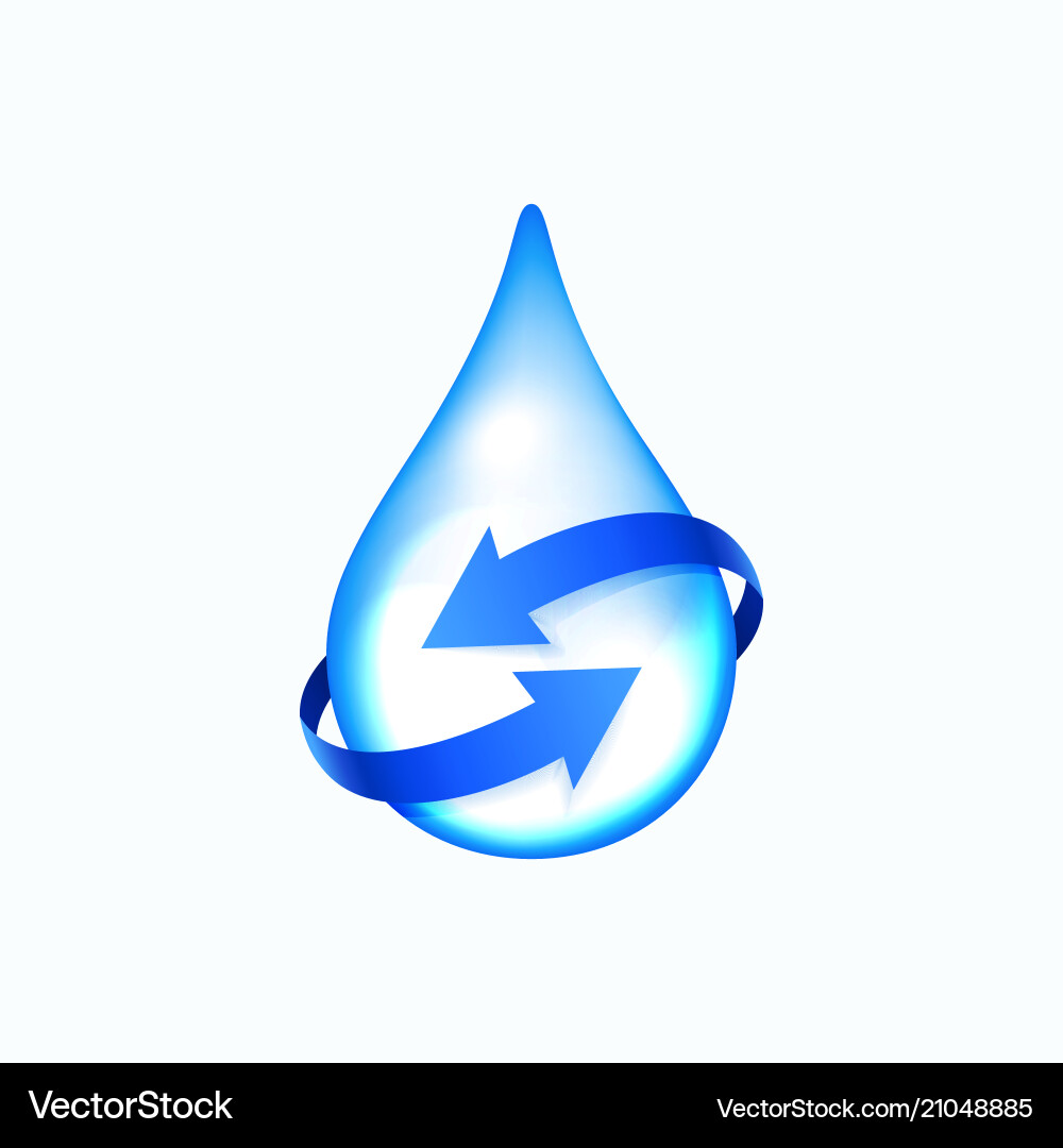 Water drop with blue arrows Royalty Free Vector Image