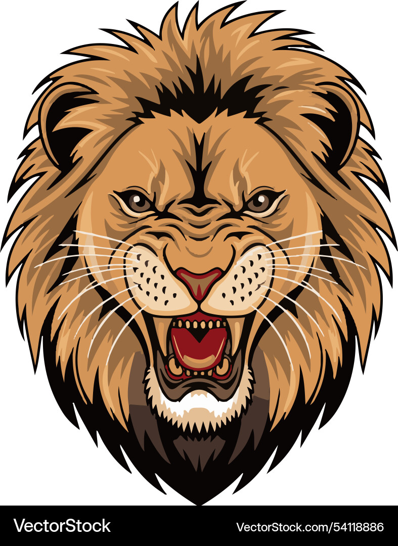 Angry lion face art Royalty Free Vector Image - VectorStock