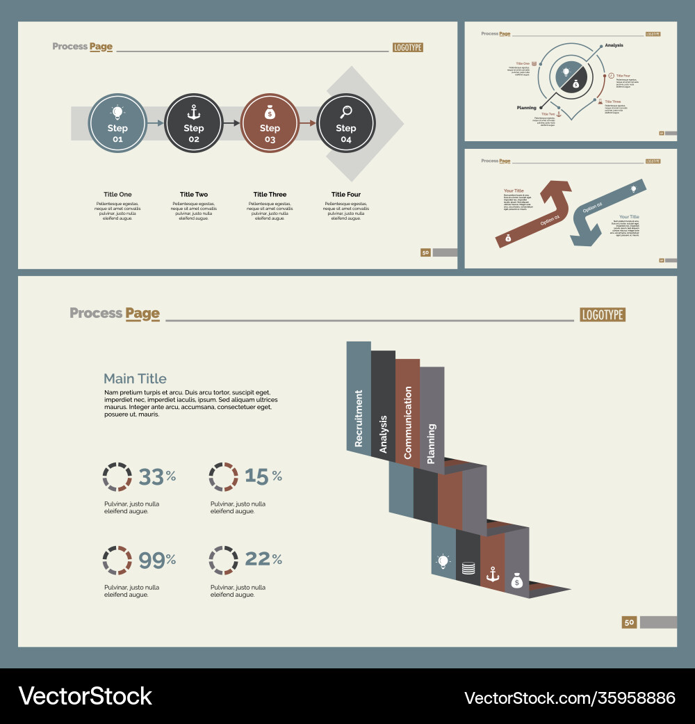 Four consulting slide templates set Royalty Free Vector Four consulting slide templates set Royalty Free Vector