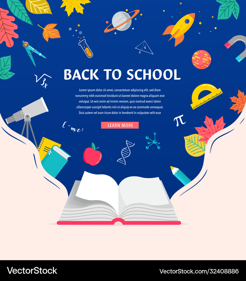 Open book back to school concept Royalty Free Vector Image