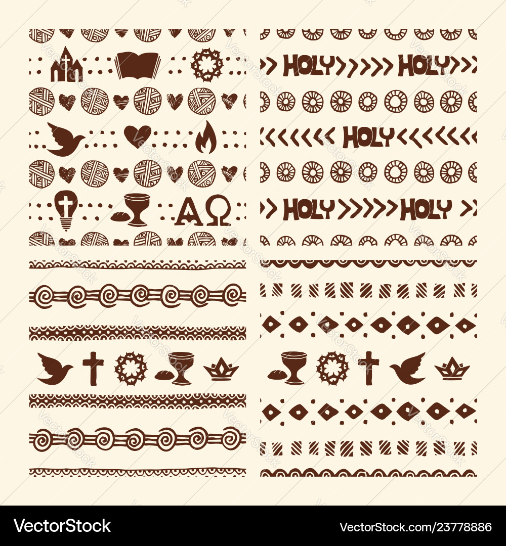 Set of hand drawn christian patterns Royalty Free Vector