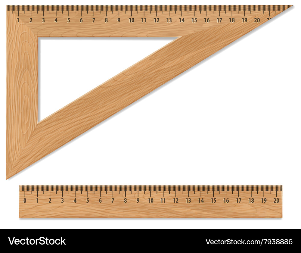 Wooden triangle and ruler Royalty Free Vector Image