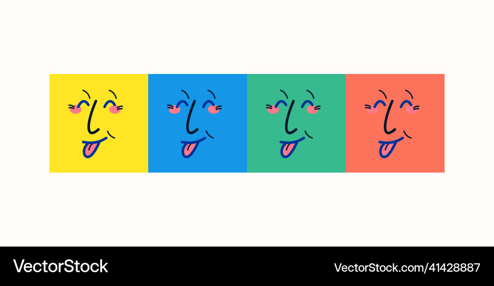Cheerful Faces - Flat Style Royalty Free Vector Image