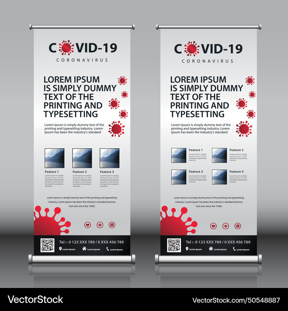 Covid-19 coronavirus information roll up standee Vector Image