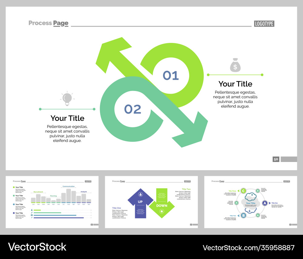 Four economics slide templates set Royalty Free Vector Image