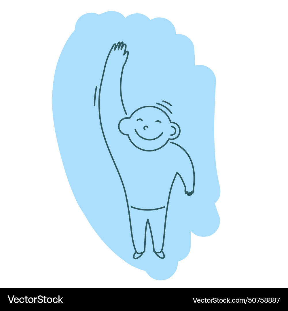 Happy man raises his hand Royalty Free Vector Image