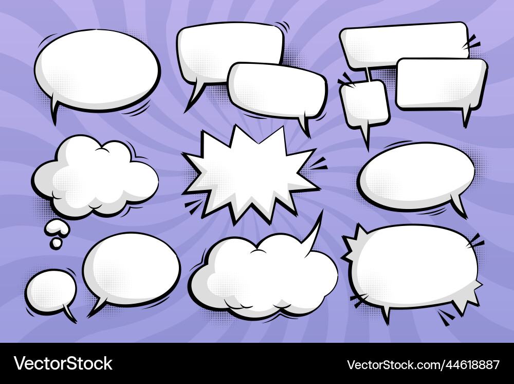 Set of retro empty comics speech bubbles Vector Image