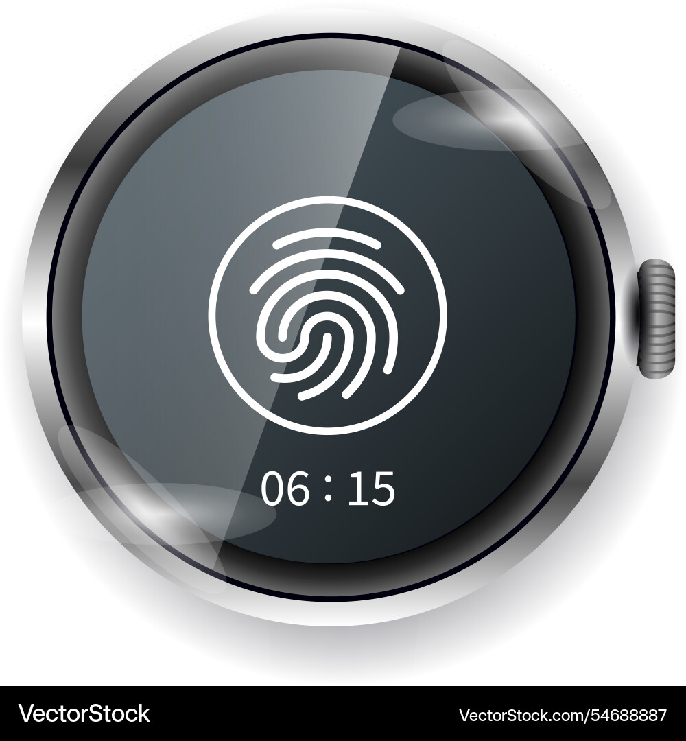 Smartwatch fingerprint scanner ui with digital Vector Image