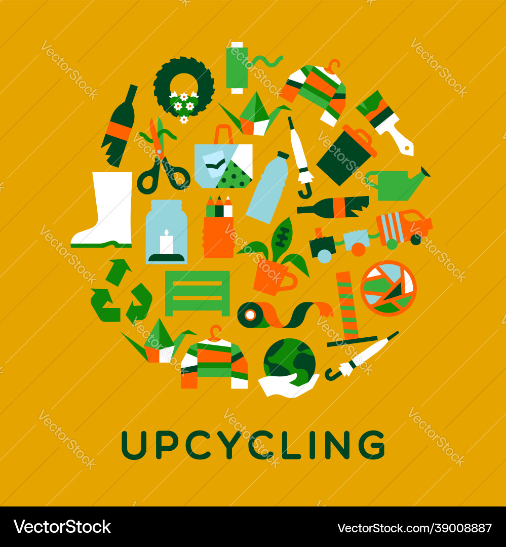 Upcycling green modern flat icon upcycle concept Vector Image