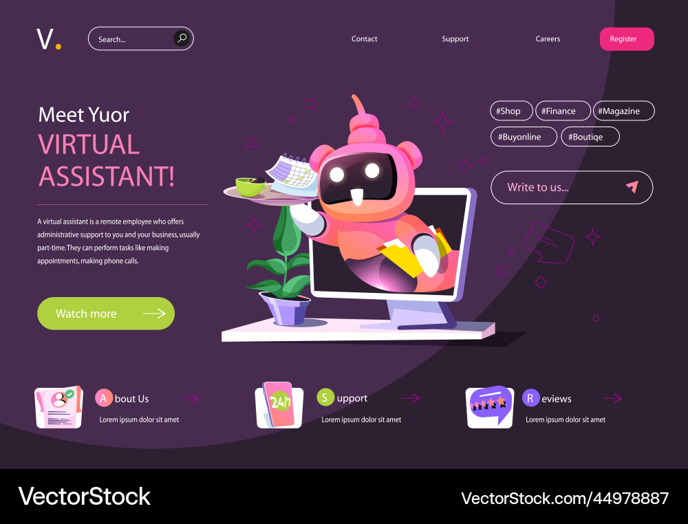 Virtual assistant concept in flat cartoon design Vector Image