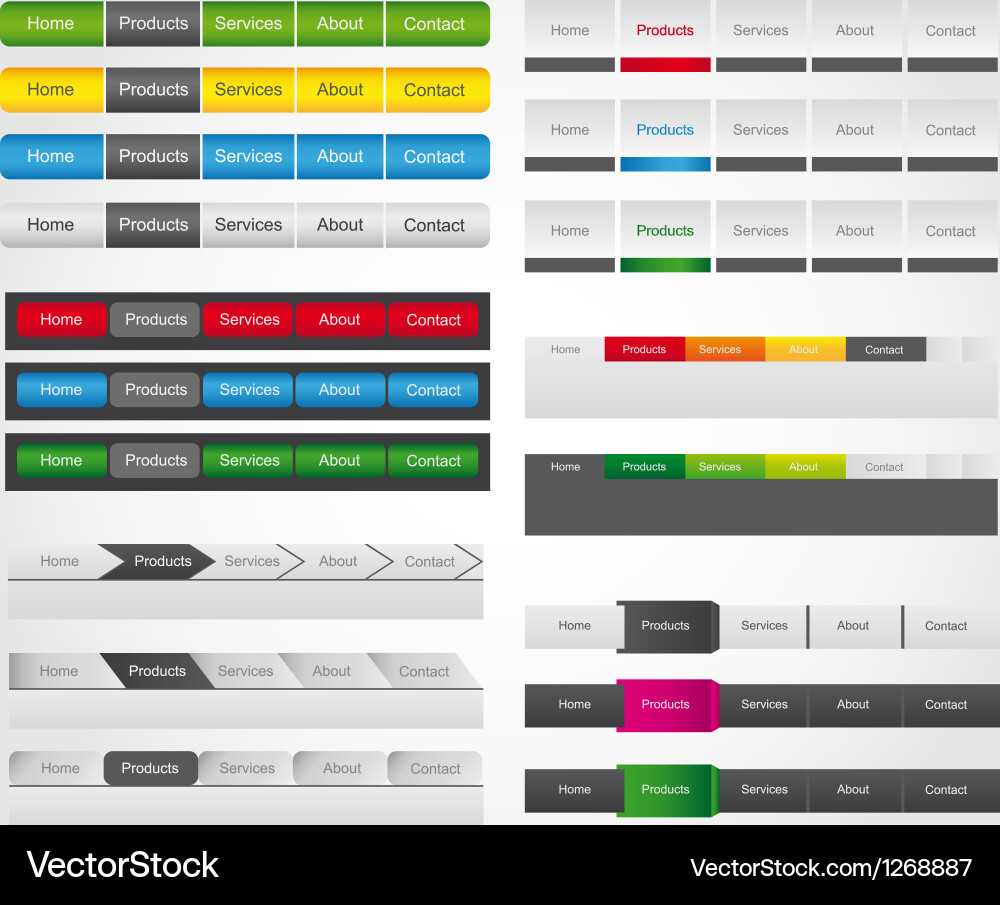 Web bar menu with button for website Royalty Free Vector