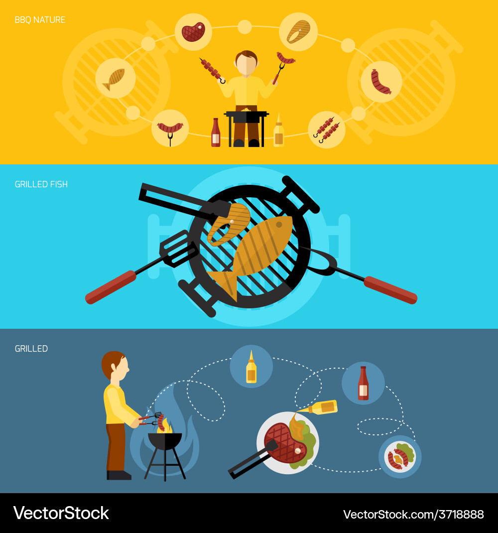Bbq grill banner set Royalty Free Vector Image