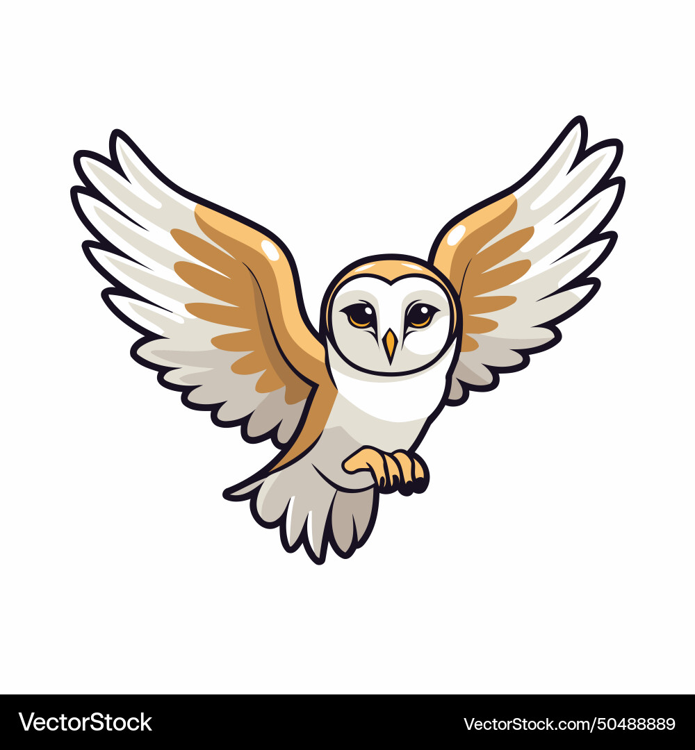 An owl with wings spread isolated on a white Vector Image