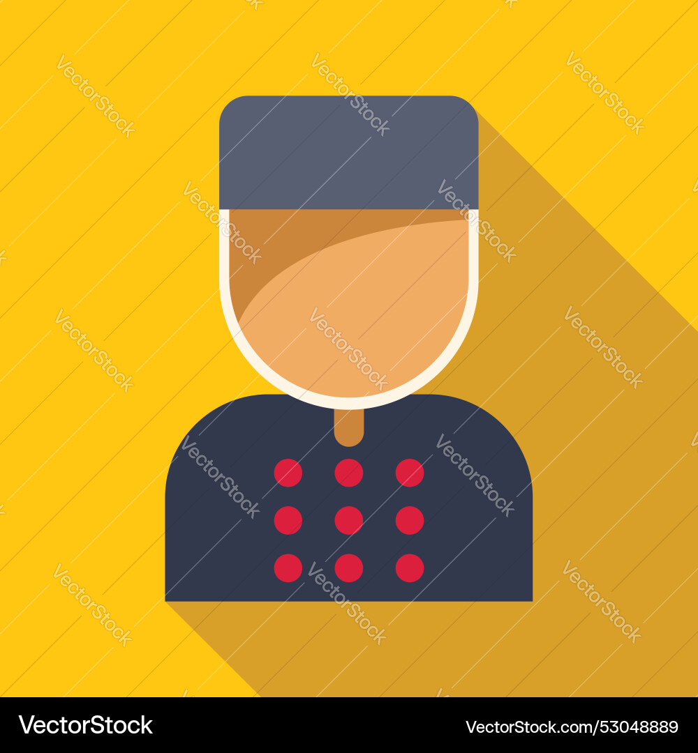 Bellhop wearing uniform standing on yellow Vector Image