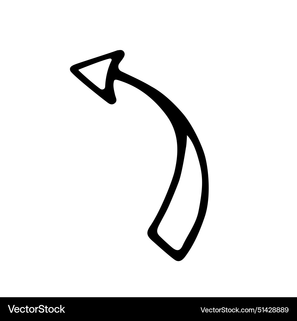 Black handdrawn arrow isolated on white background