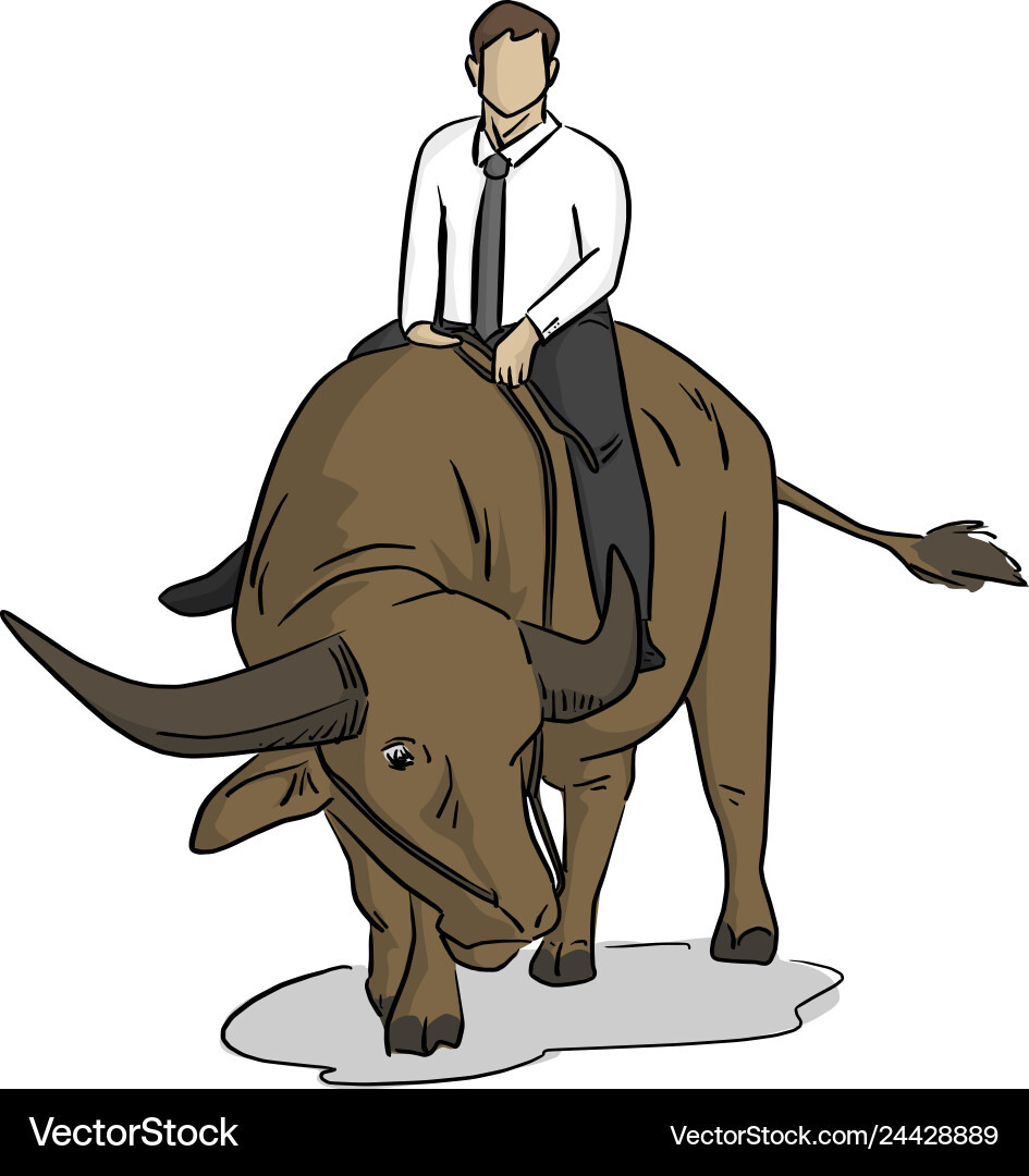 Businessman riding buffalo Royalty Free Vector Image