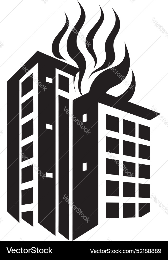 Conflagration icon burning building black logo Vector Image