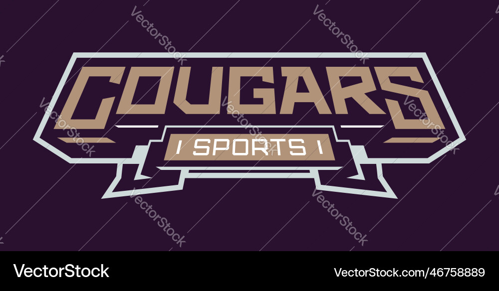 Cougar Mascot Font - Ribbon Text Royalty Free Vector Image