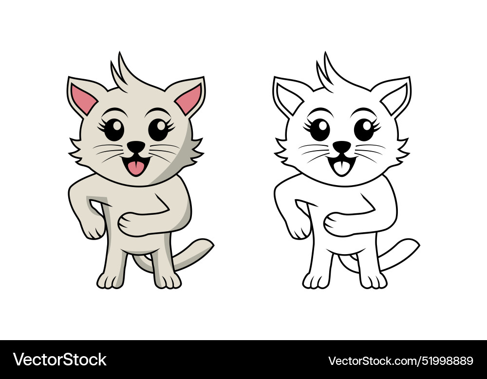 Cute cat cartoon character design Royalty Free Vector Image