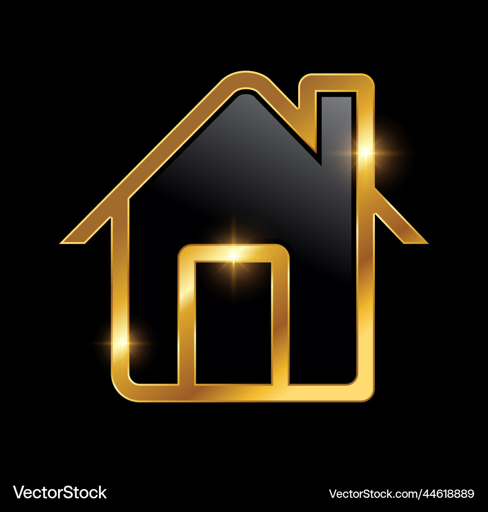 Golden luxury home icon Royalty Free Vector Image