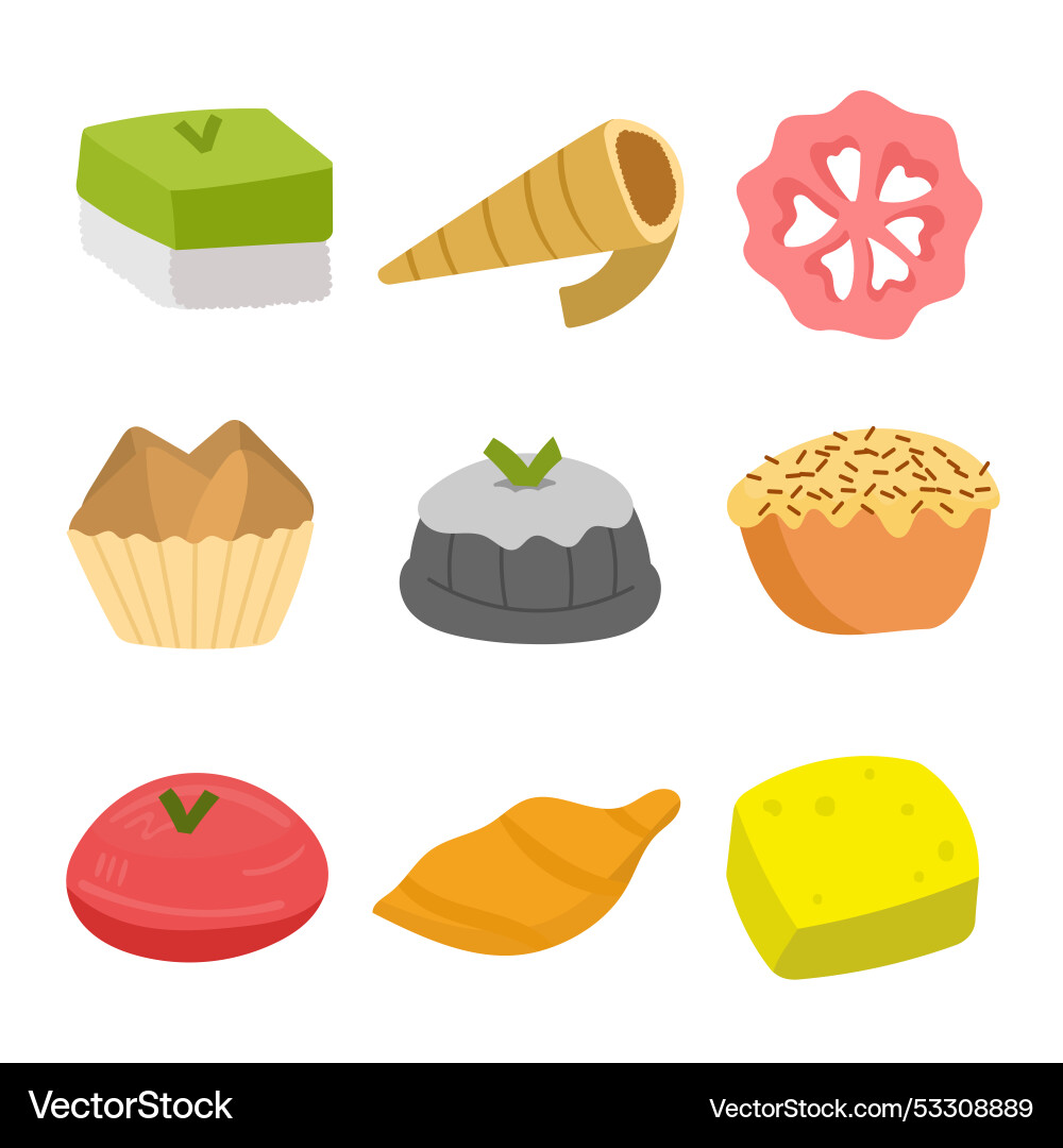 Jajanan traditional indonesia set Royalty Free Vector Image