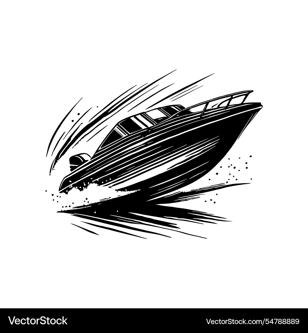 Speed boat silhouette powerboat motorboat Vector Image