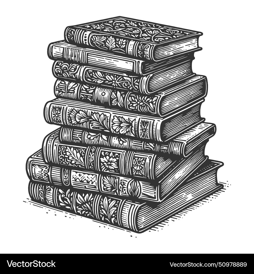 Stack of antique books sketch Royalty Free Vector Image Stack of antique books sketch Royalty Free Vector Image