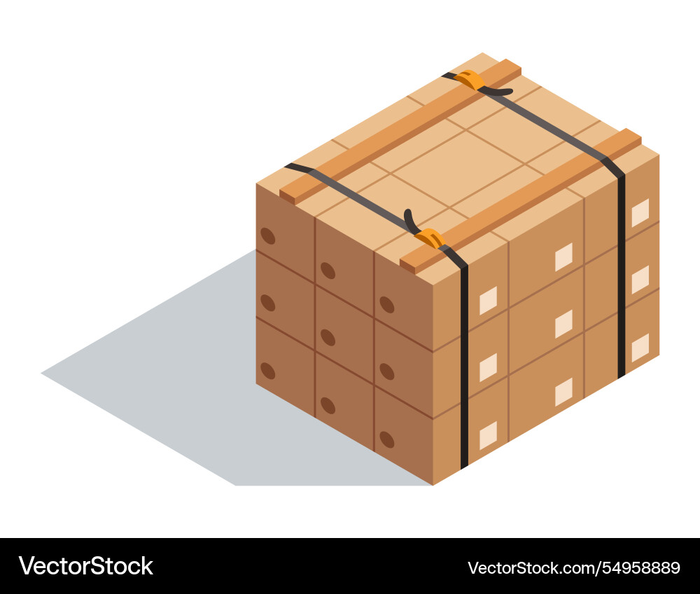 Stacked cardboard boxes featuring straps Vector Image