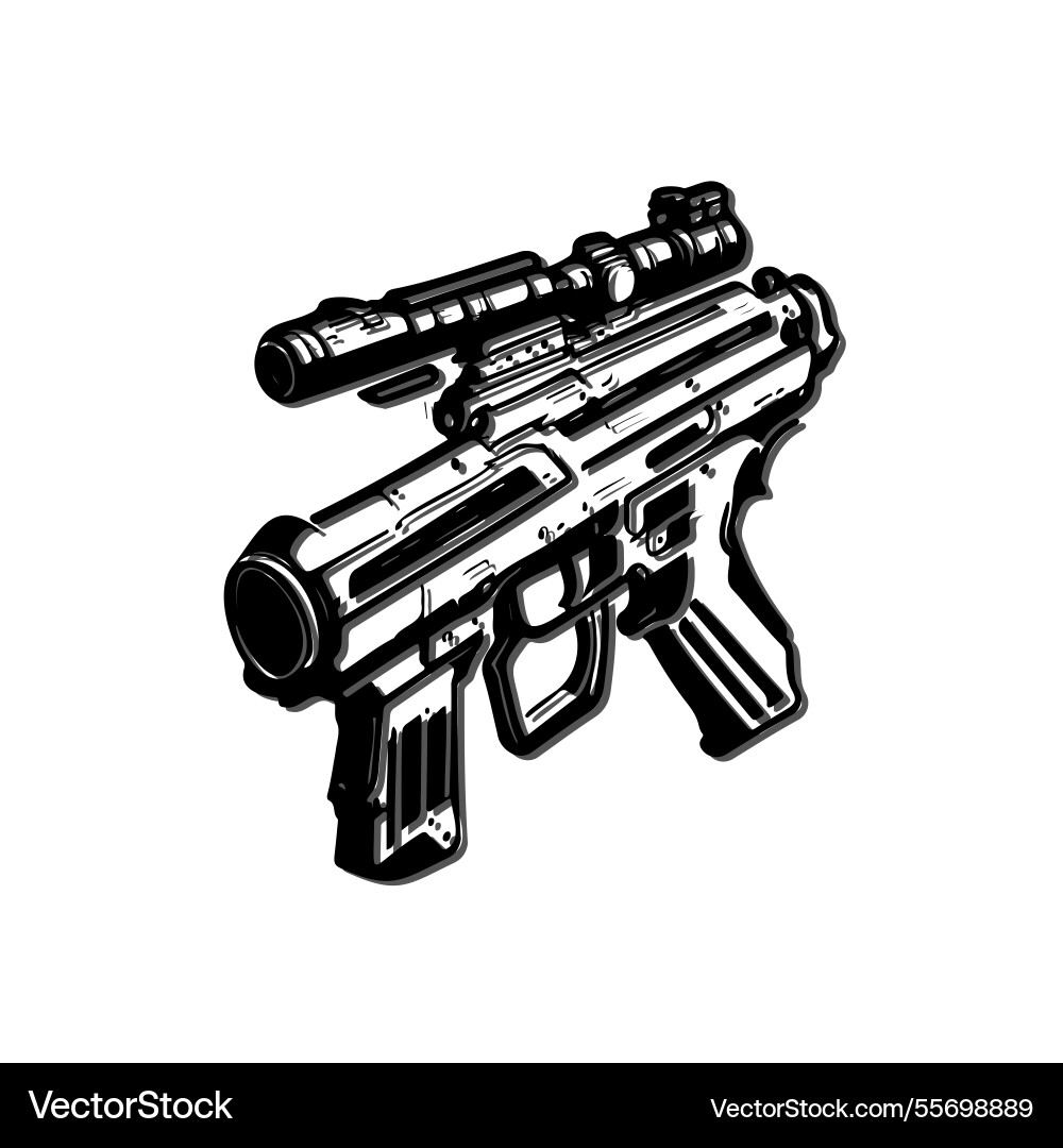 Stylized blaster on white backdrop Royalty Free Vector Image