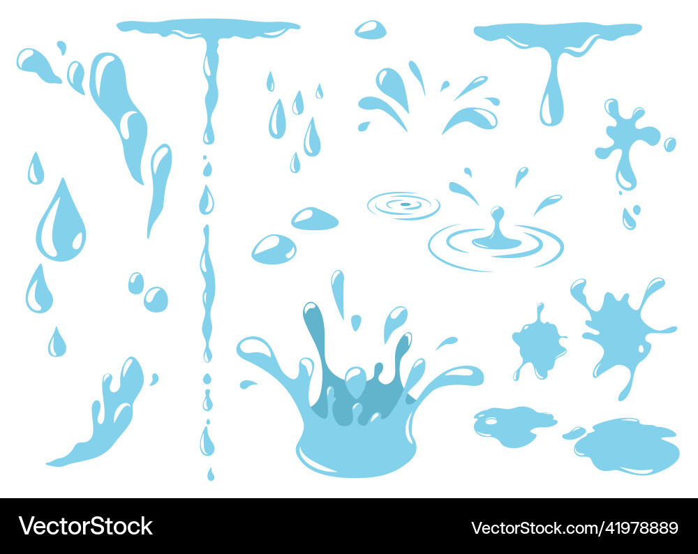 Water drops set background splash drip Royalty Free Vector