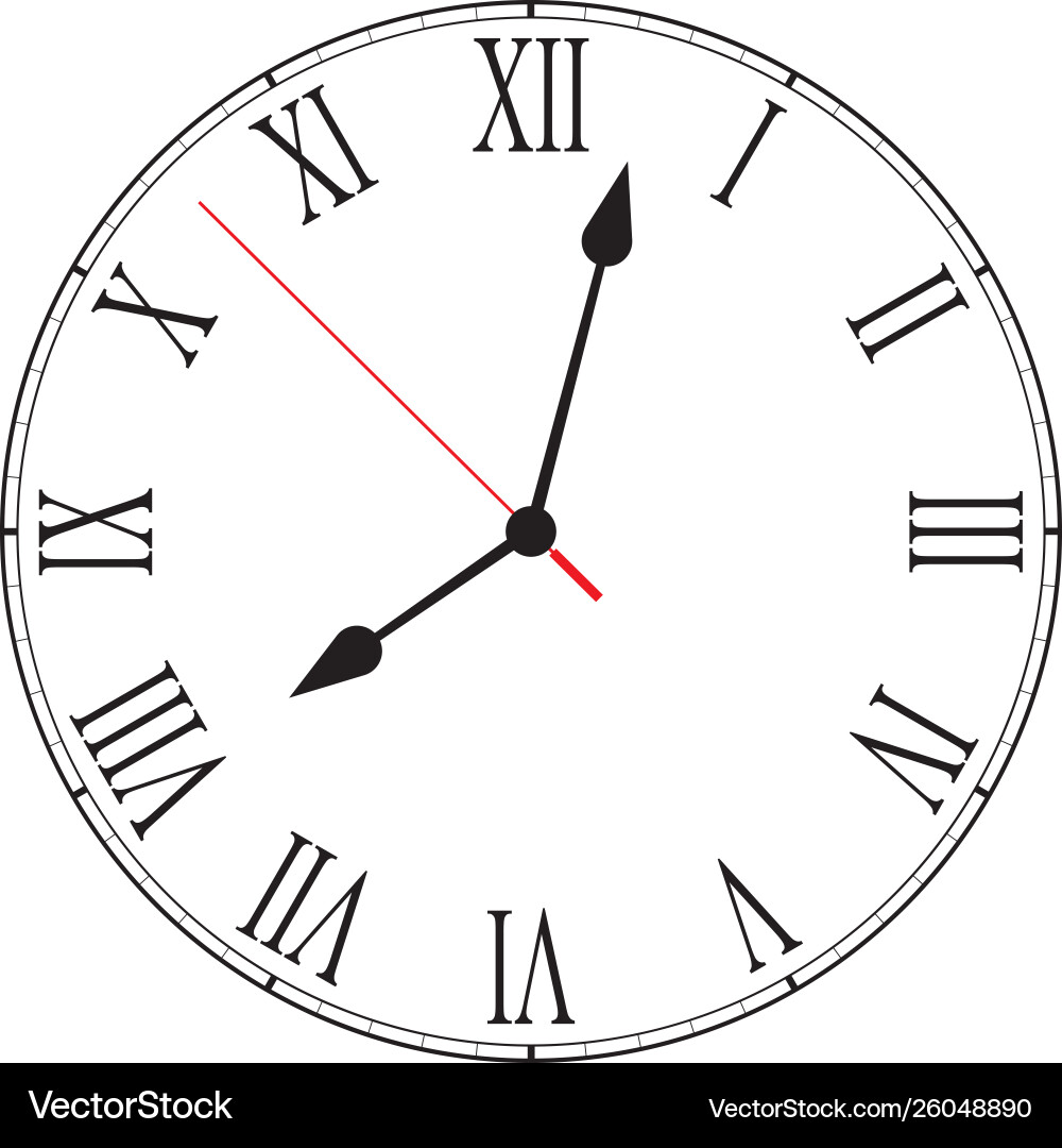 Blank Clock Face with Roman Numerals Royalty Free Vector