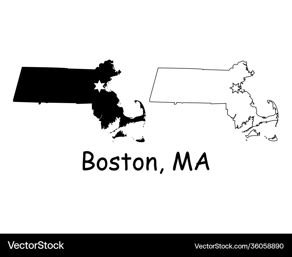 Boston massachusetts ma state border usa map Vector Image
