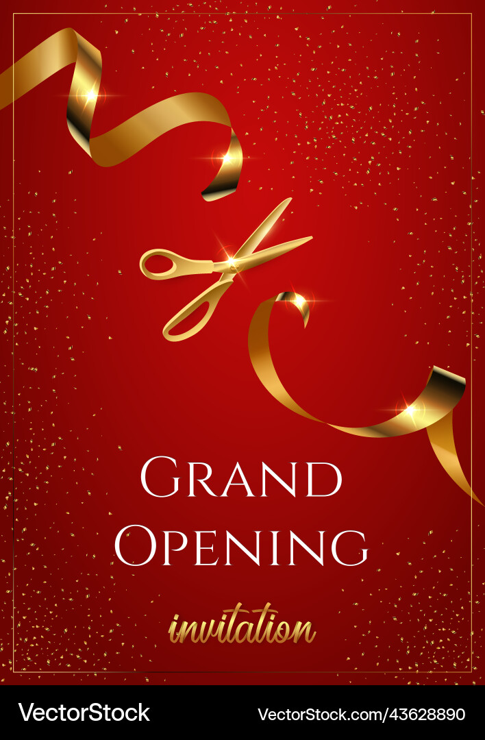 Grand opening invitation red vertical Royalty Free Vector