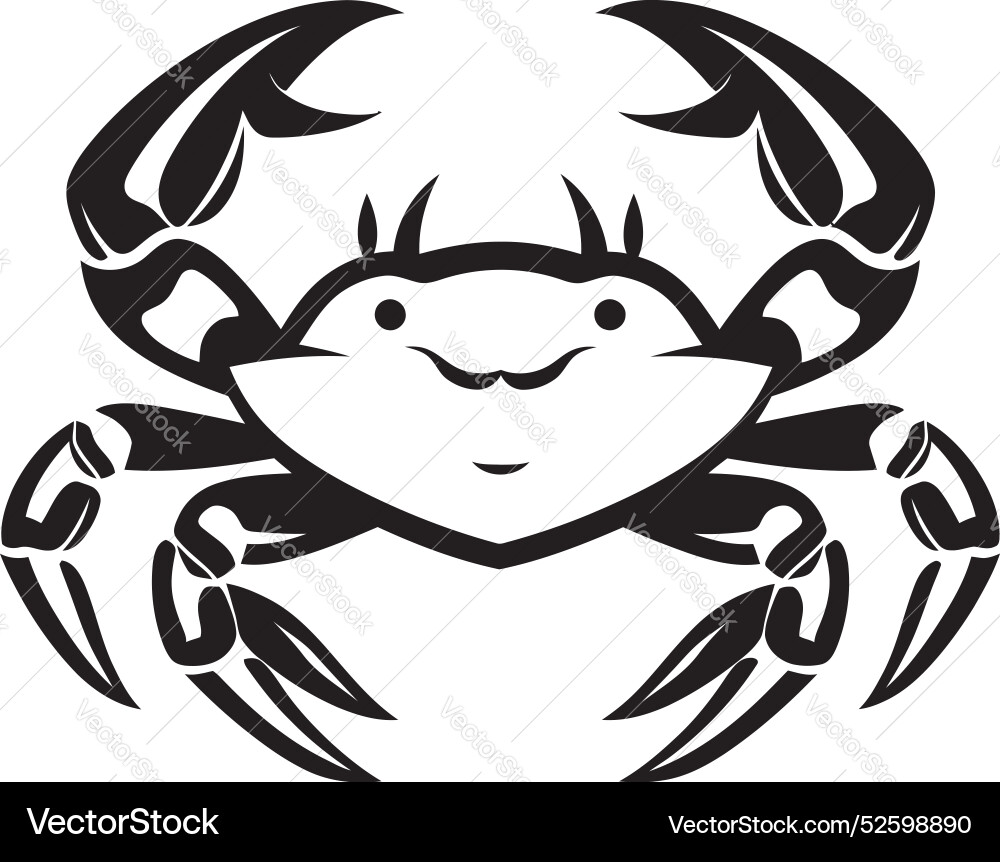 Marine monarch thick outline crab logo clawed Vector Image