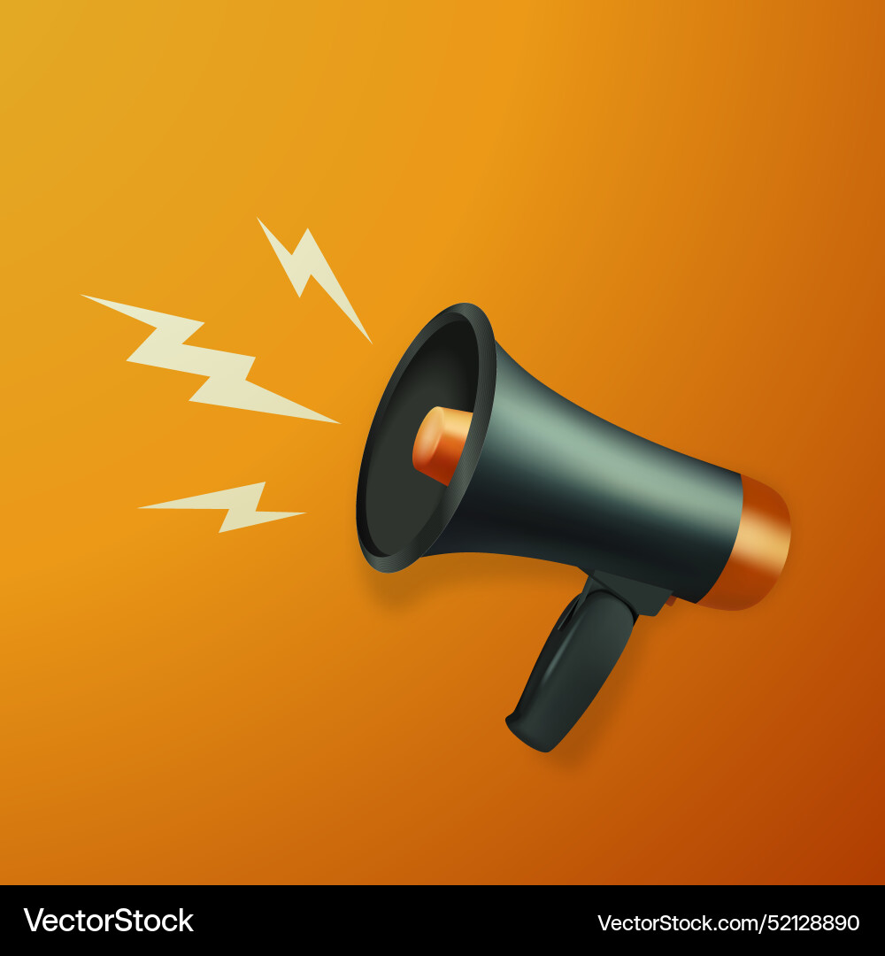 Realistic 3d simple black megaphone with speech Vector Image