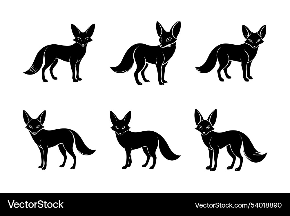 Silhouette fennec fox Royalty Free Vector Image
